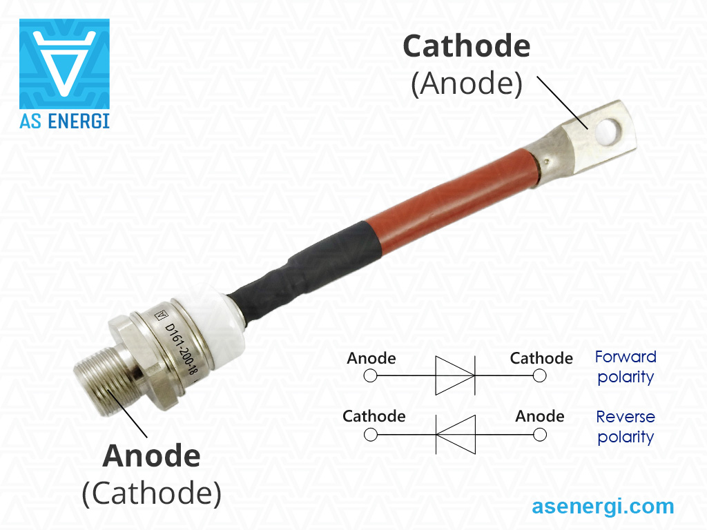 Diodo 400A (300V-1600V), tipo espárrago D161-400X – AS ENERGI